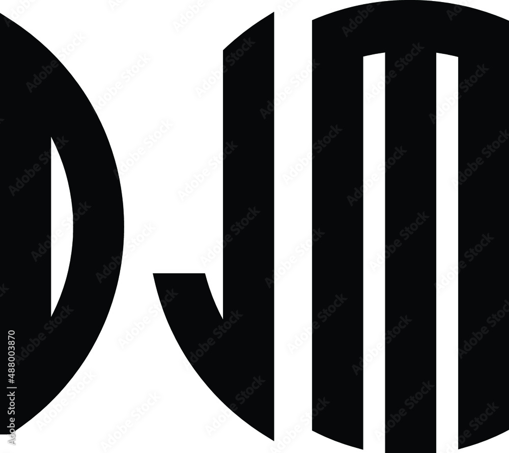Title: DJM Letter logo design with a circular shape vector in ...
