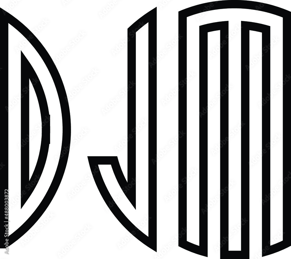 Title: DJM Letter logo design with a circular shape vector in ...