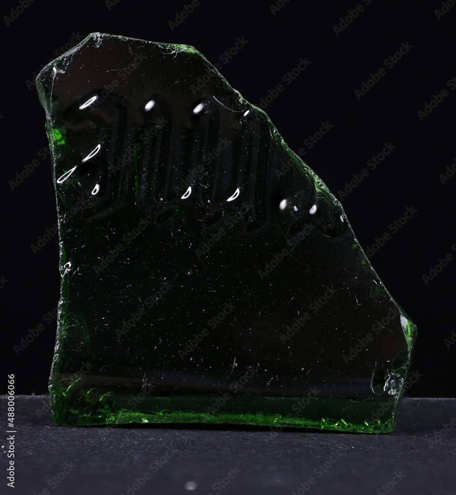 High resolution broken glass shard - macro, alpha black background ...