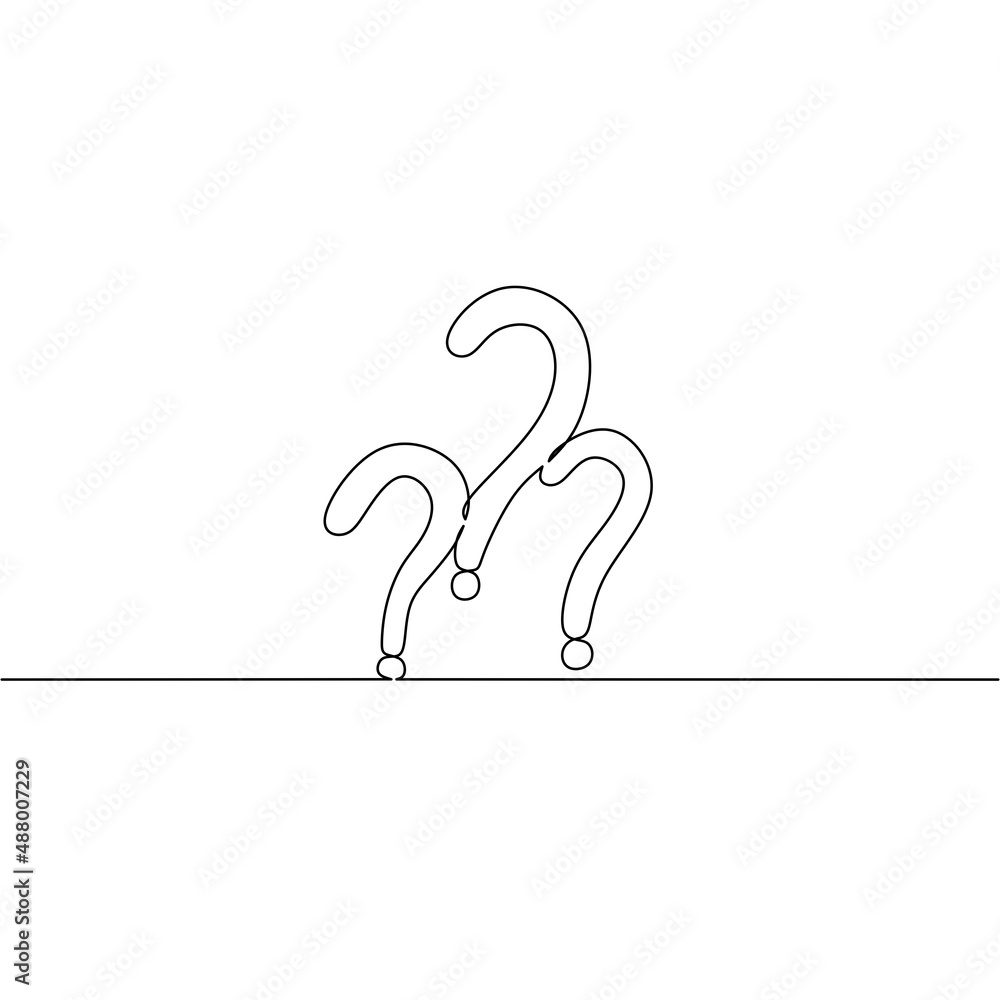 Continuous line drawing of question mark, object one line, single line ...