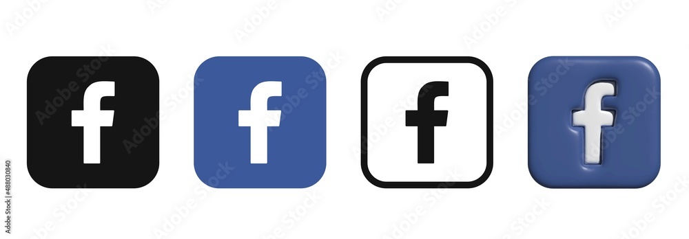 Vetor de Facebook logo. Facebook logo collection. Facebook 3d. do Stock ...