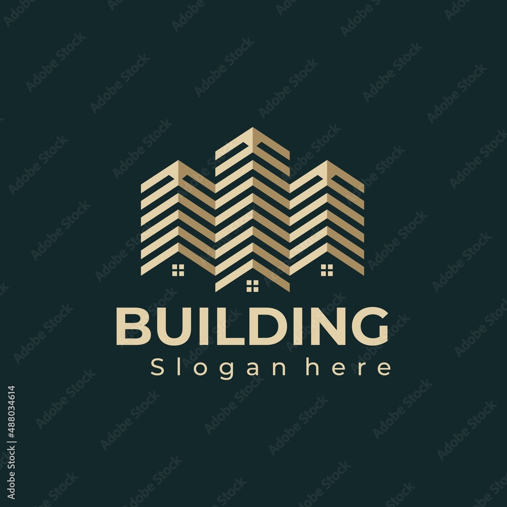 Modern building 3D style logo design vector, Building architecture logo ...