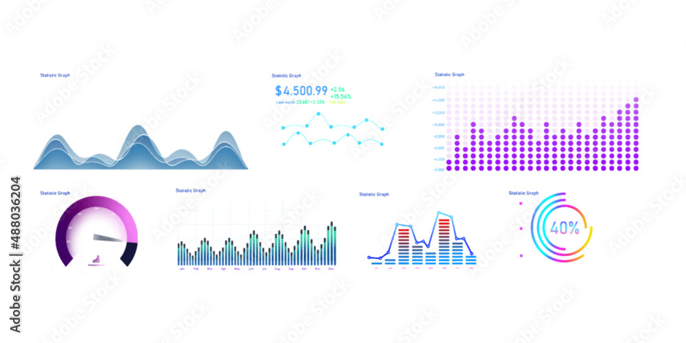 Chart graph elements for data analytics and statistics.UI, UX, KIT ...