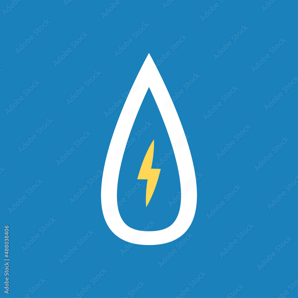 Electricity icon in Water symbol. Water power logo design. Stock Vector ...
