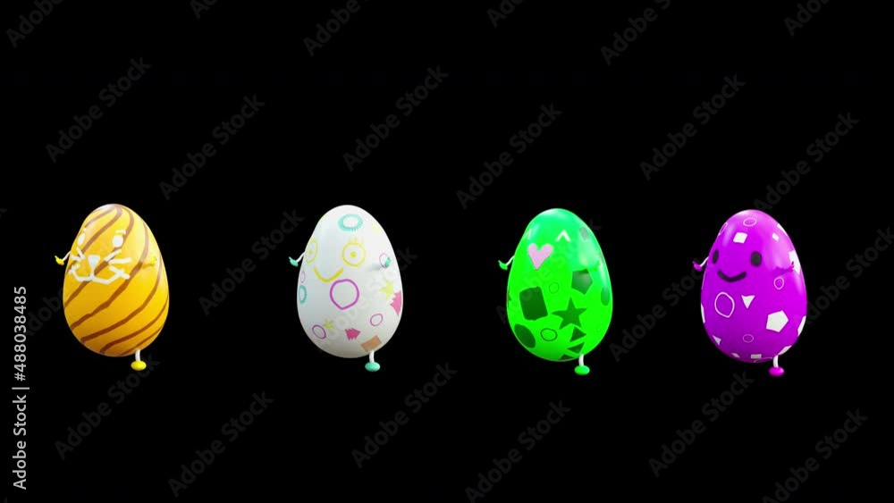 Easter Day, Happy Easter, eggs Dancing, 3d rendering, Animation Loop ...