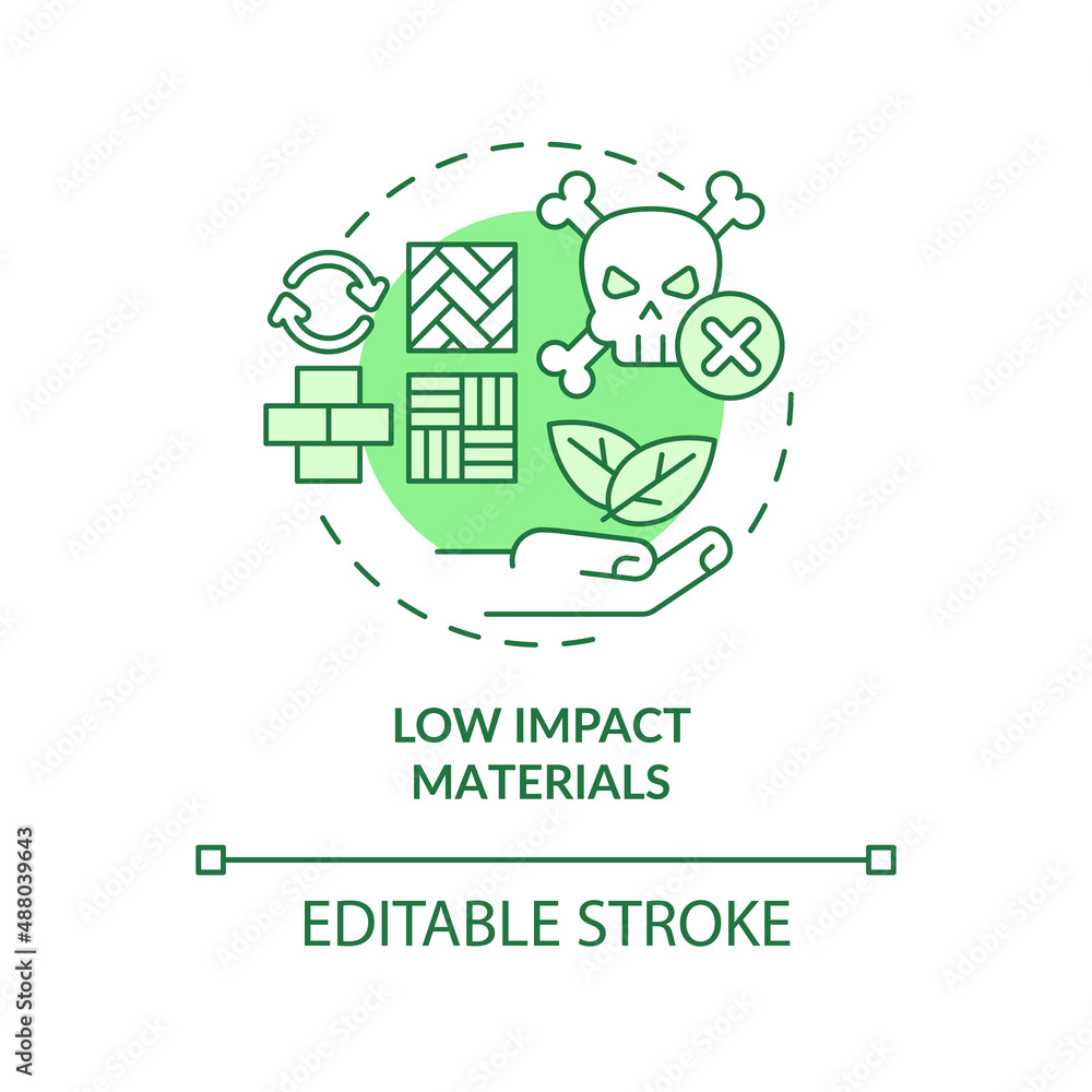 Low impact materials green concept icon. Eco friendly style ...