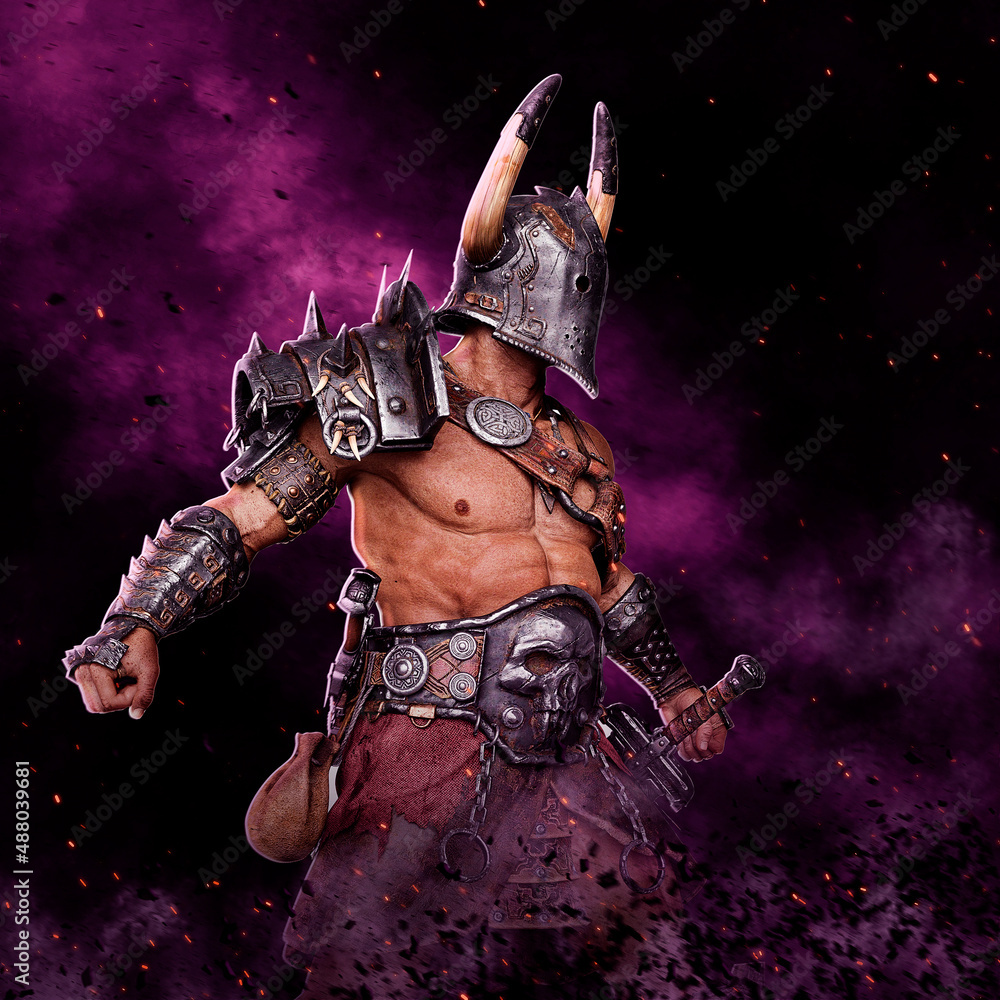 epic warrior man in side view Stock Illustration | Adobe Stock