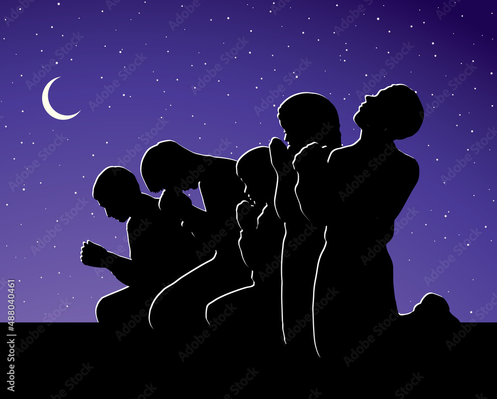 Vector image of the praying person Stock Vector | Adobe Stock