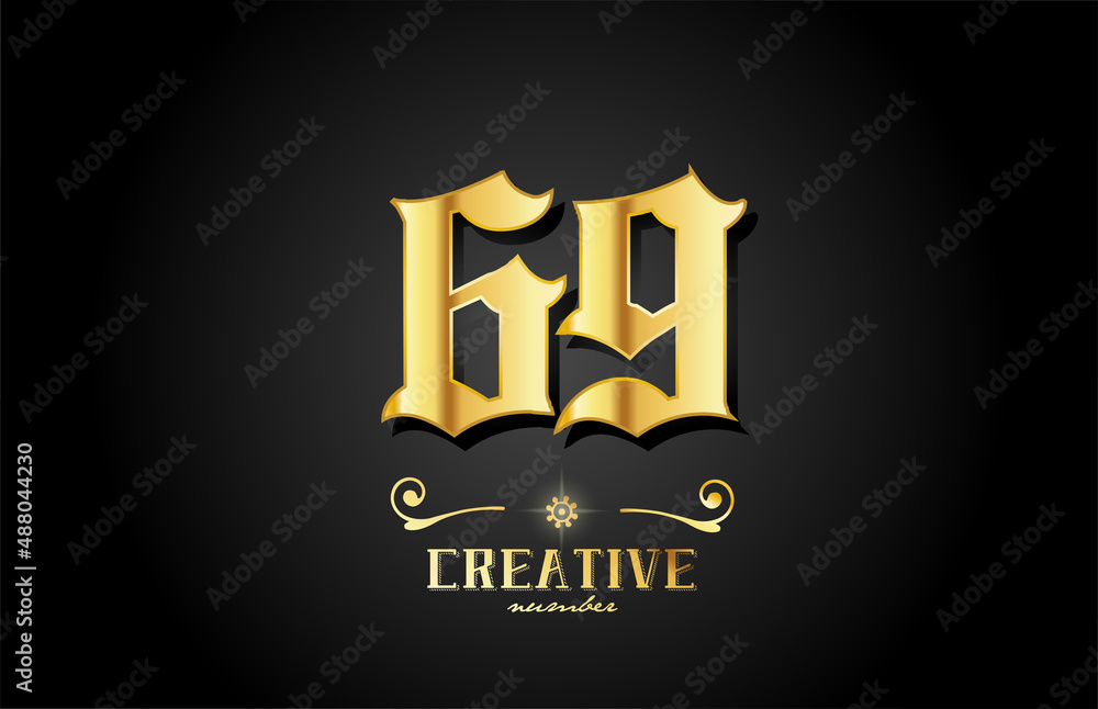 golden 69 number icon logo design. Creative template for business Stock ...