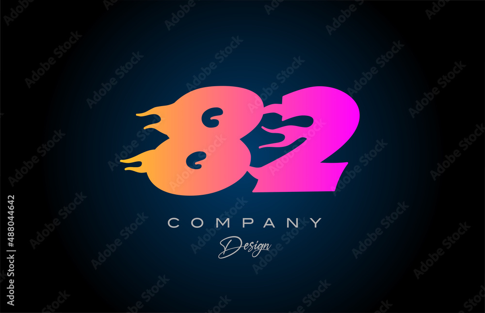 pink blue 82 number icon logo design. Creative template for business ...