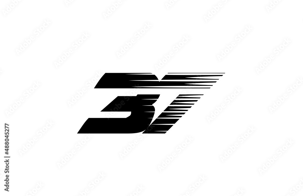 black and white simple 37 number logo icon design. Creative template ...