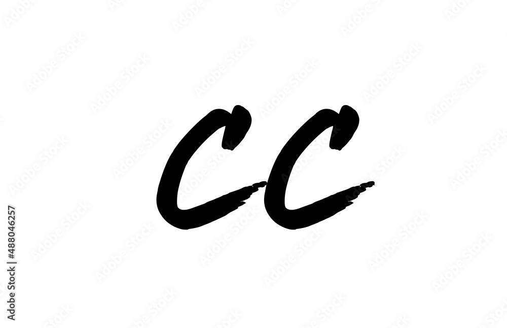 CC alphabet letter logo icon design in black and white. Grunge ...