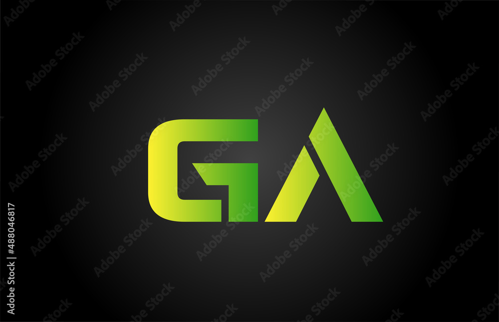 green GA alphabet letter icon logo design. Creative letter combination ...