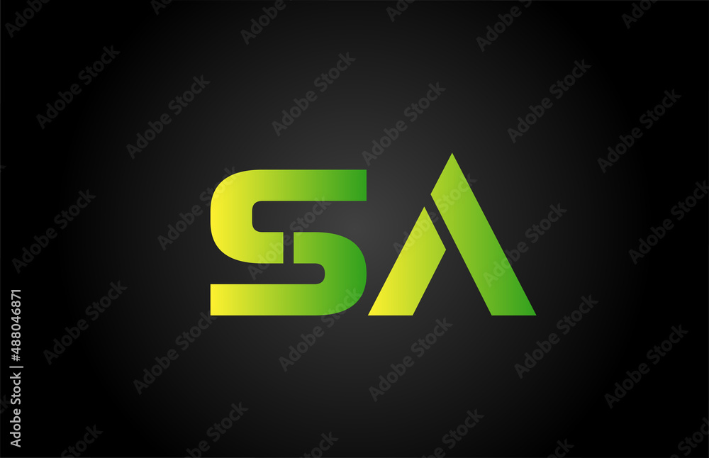 green SA alphabet letter icon logo design. Creative letter combination ...