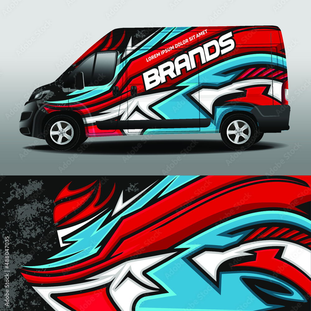 Delivery van vector design. Car sticker. Car design development for the ...