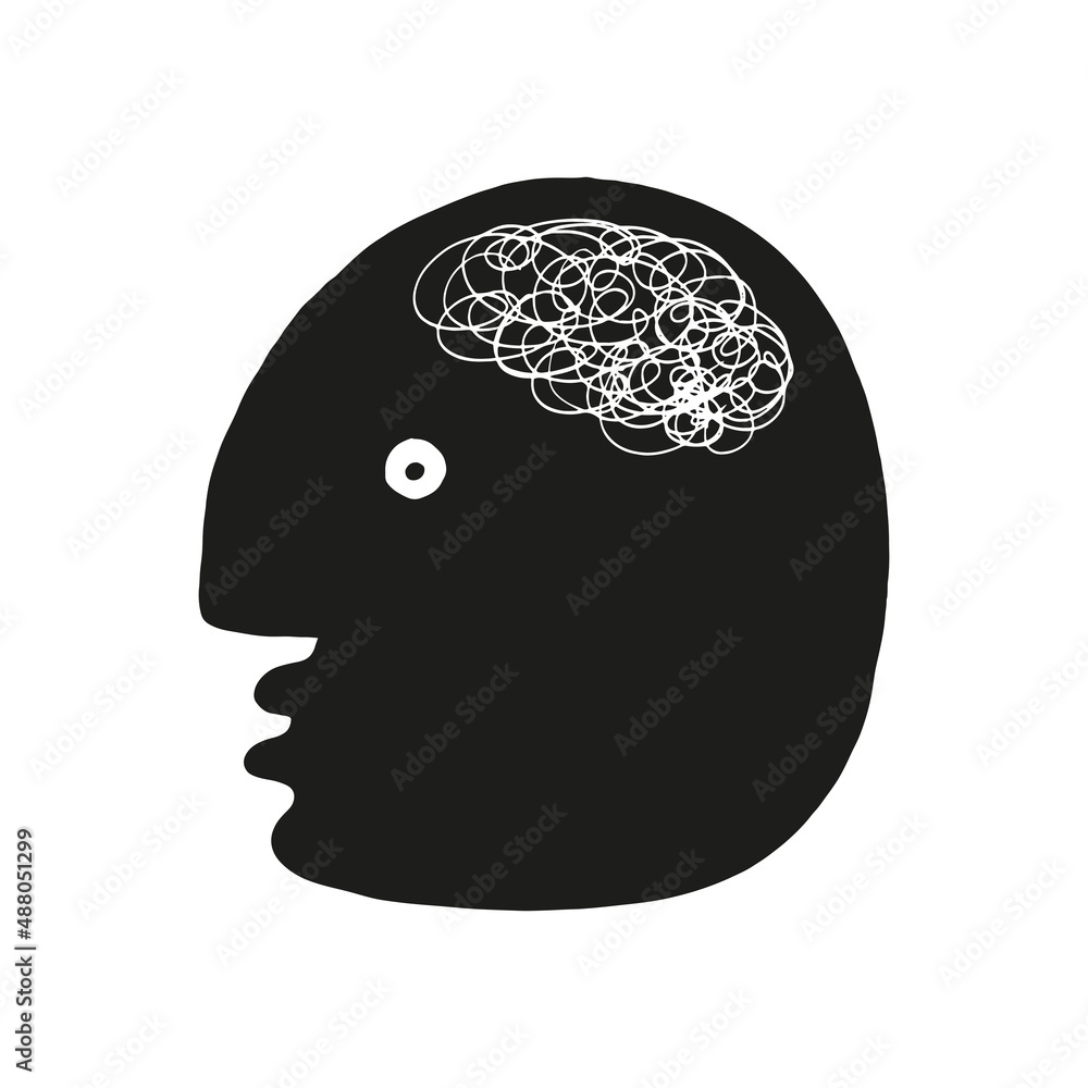 Funny Abstract Overthinking Man Vector Illustration. Simple Vector ...