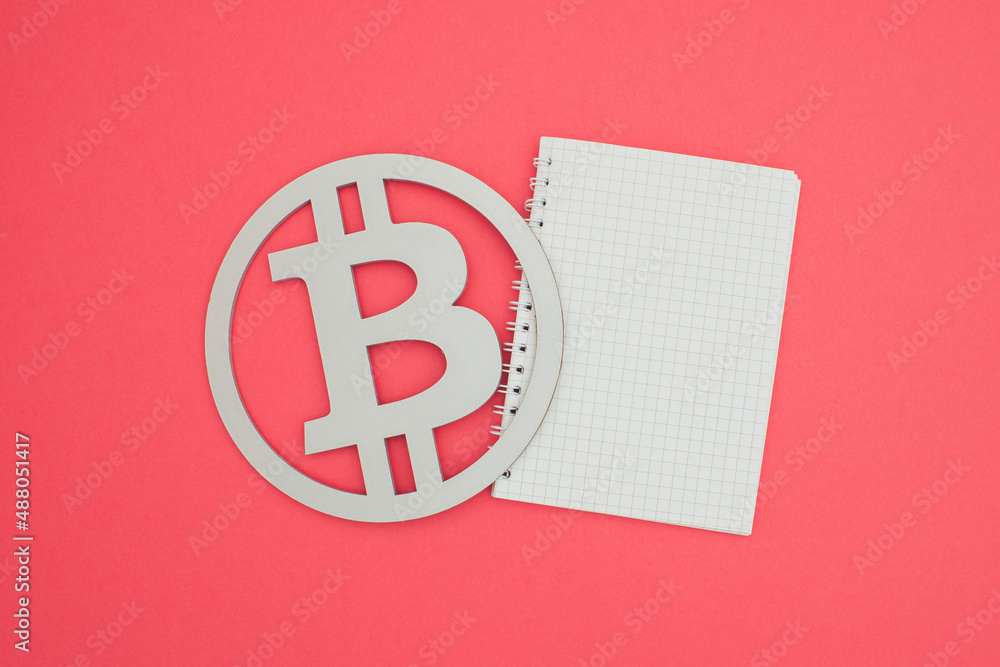 Bitcoin A6 notebook wire binding mock up blank template design idea ...