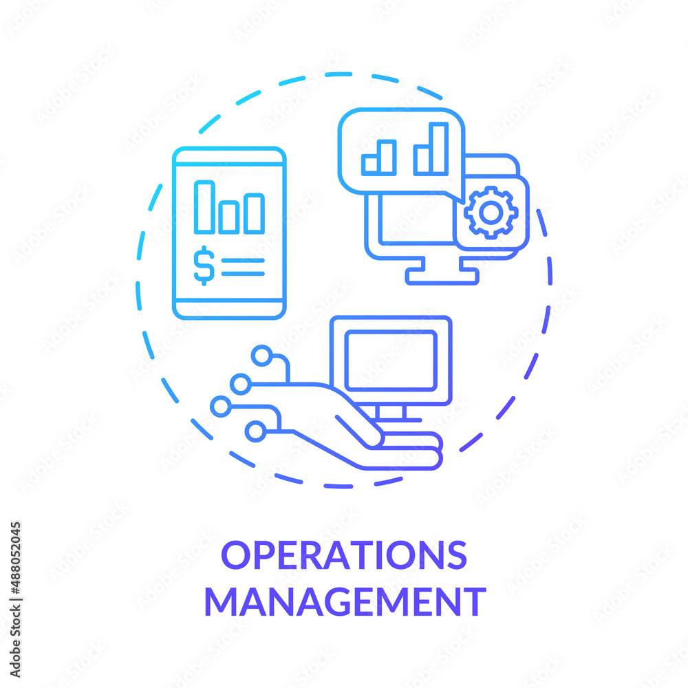 Operations management blue gradient concept icon. Digital ...