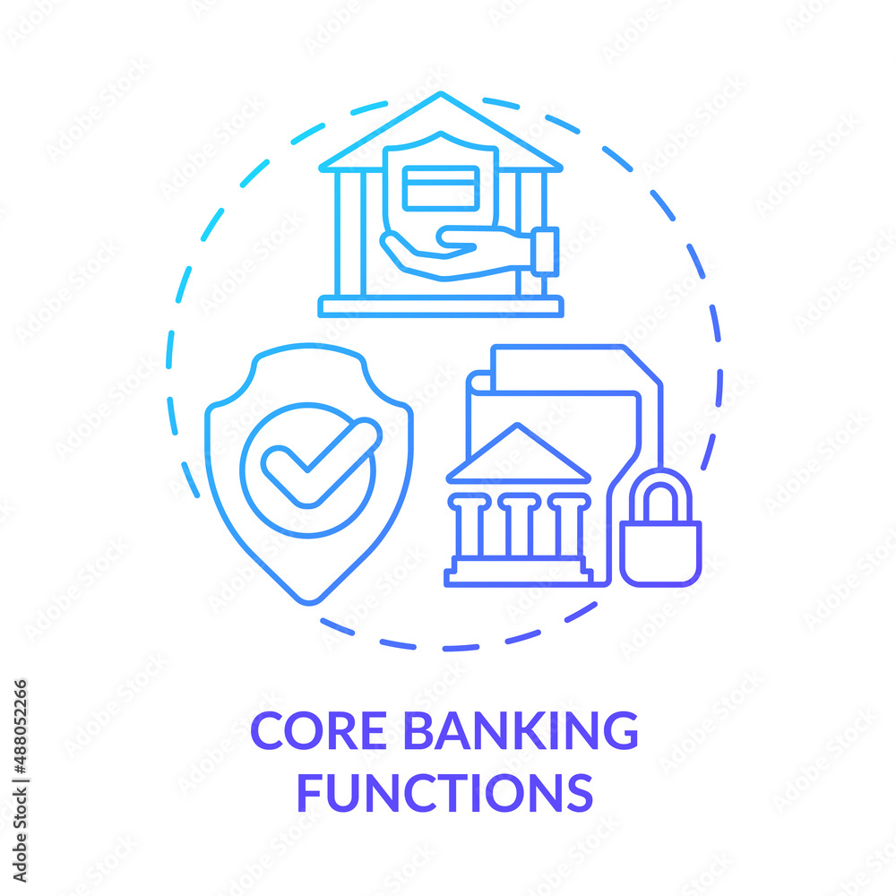 Core banking functions blue gradient concept icon. Transactions and ... Core banking functions blue gradient concept icon. Transactions and ...