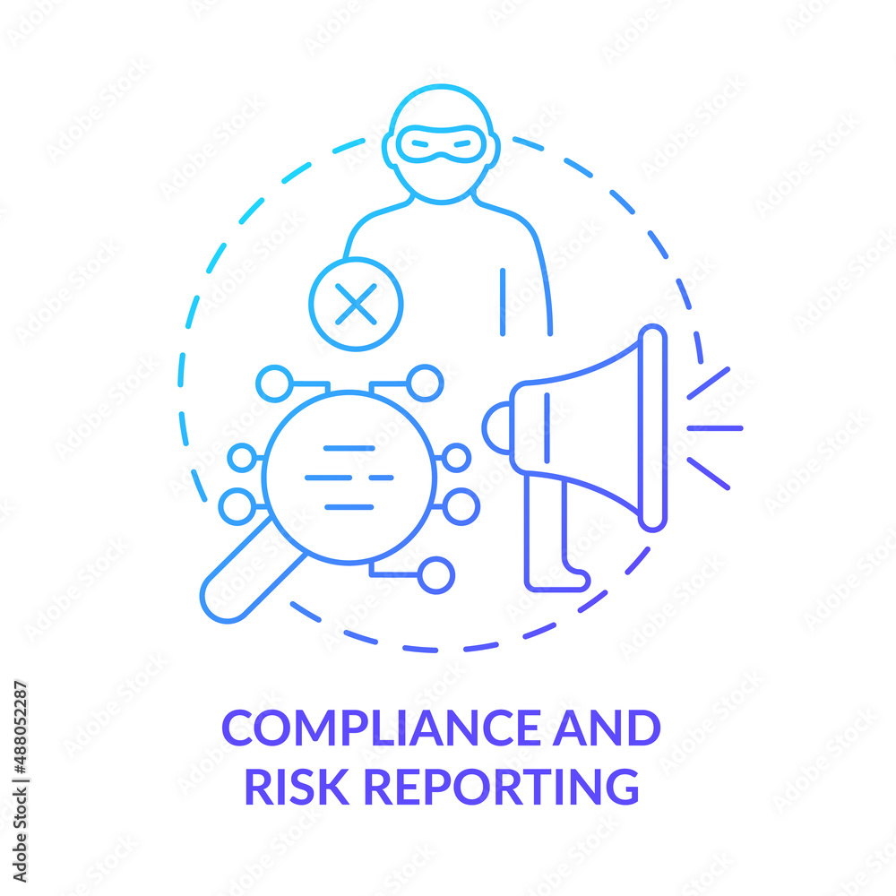 Compliance and risk reporting blue gradient concept icon. Cyber ...