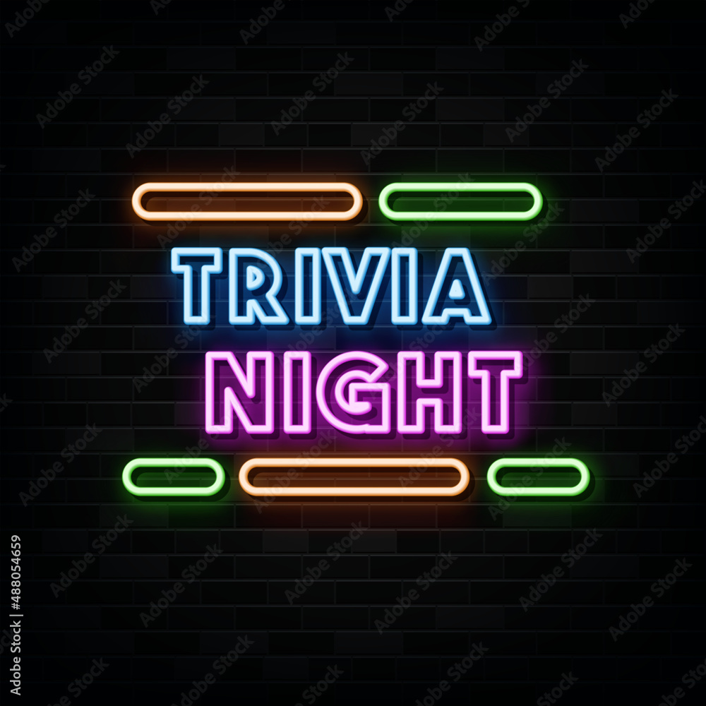 Trivia Night Neon Sign Design Element Light Banner Stock Vector Adobe Stock