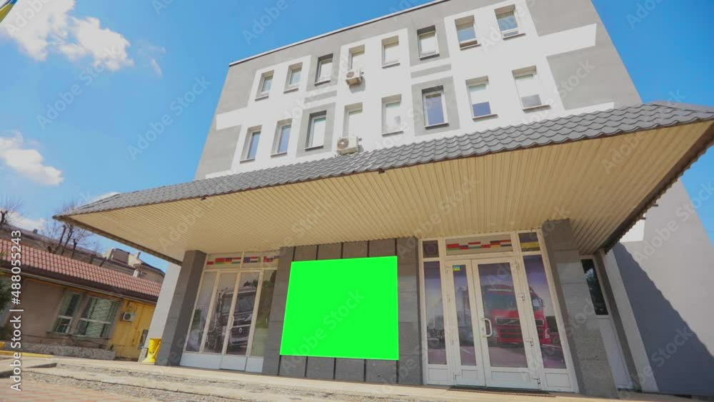 An office building with a green screen area for inserting your ...