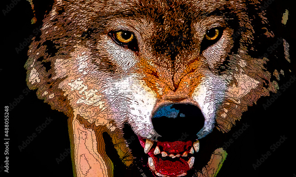 creation of a wolf in photoshop as an artistic work ilustração do Stock ...