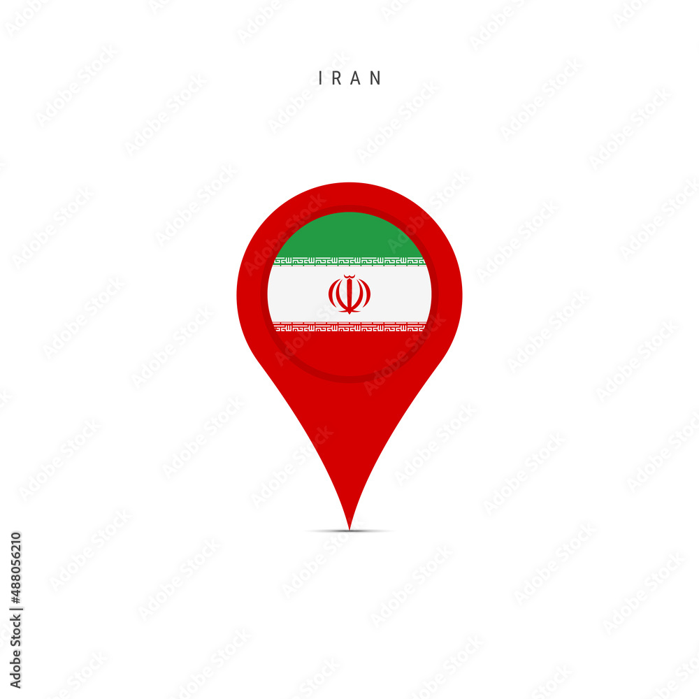 Teardrop map marker with flag of Iran. Iranian flag inserted in the ...