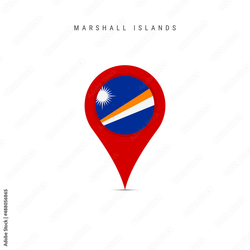 Teardrop map marker with flag of Marshall Islands. Marshallese flag ...
