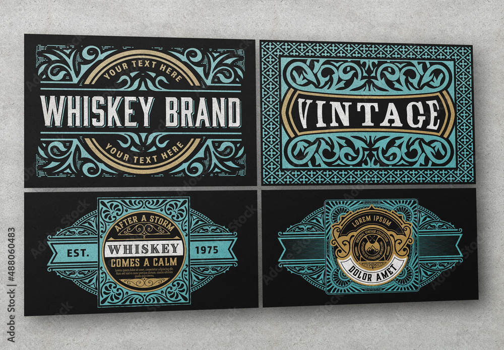 Set of 4 Vintage Labels for Packing Stock Template | Adobe Stock