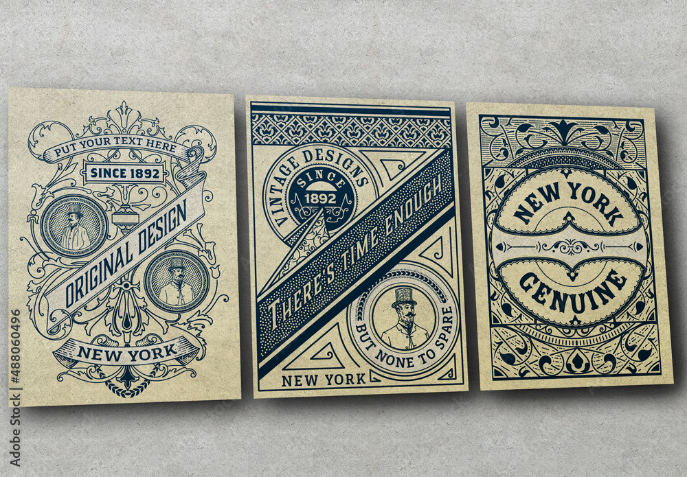 Set of 3 Vintage Labels for Packing Stock Template | Adobe Stock
