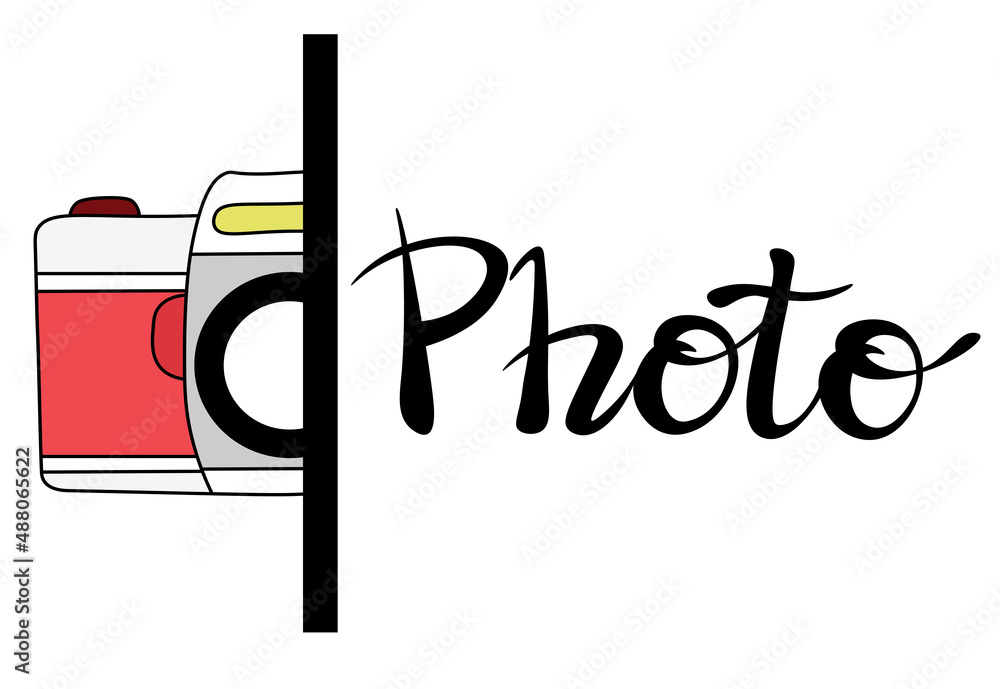 inscription photo booth with the icon of the old camera half full. logo ...