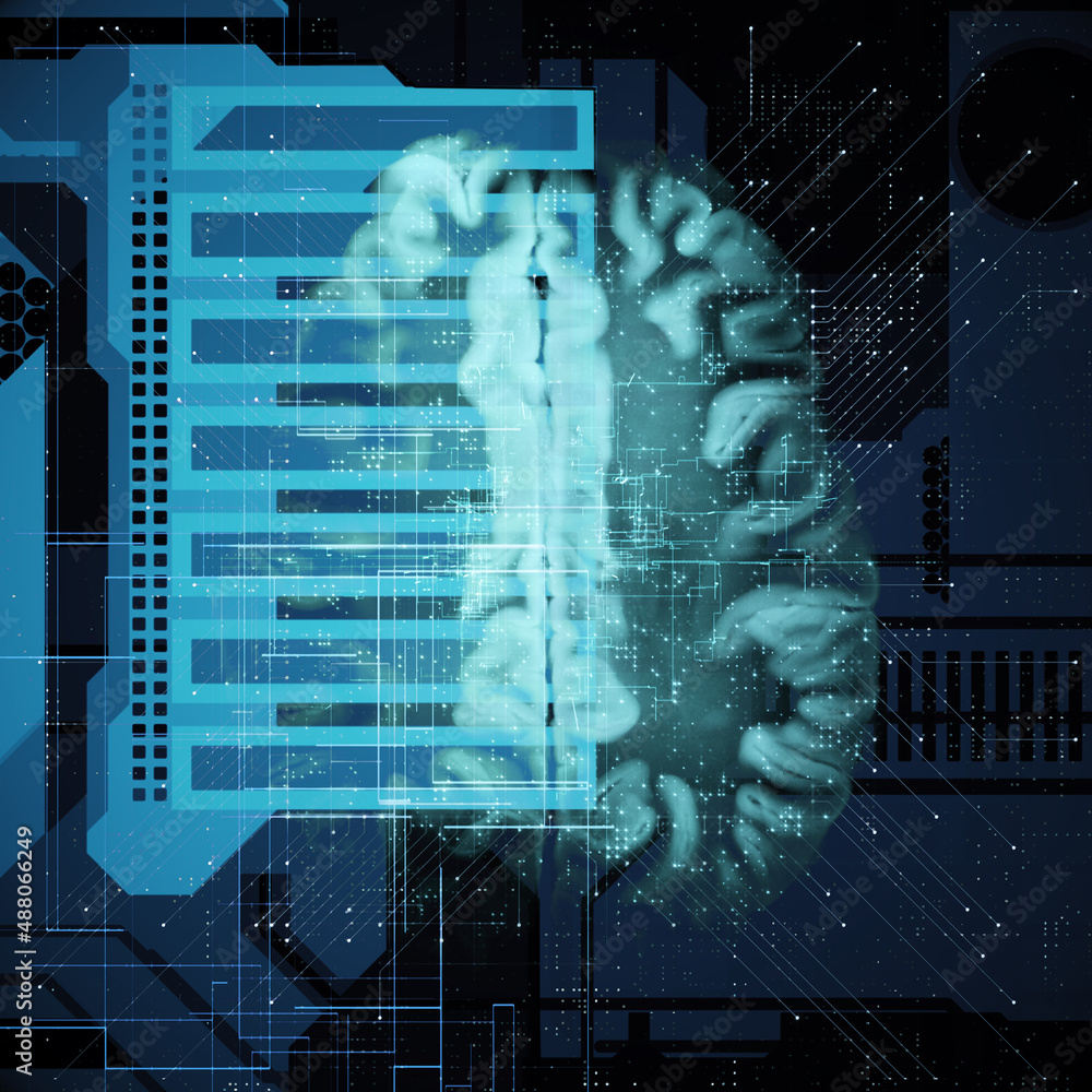 Brain Cross Section On Central Processing Unit, Cyber Neural Networks ...