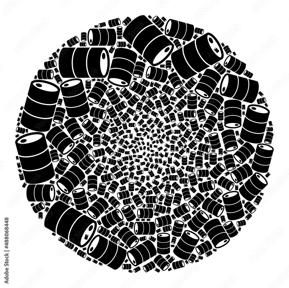 Barrel symbols are arranged into circle group. Barrel icon bubble ...