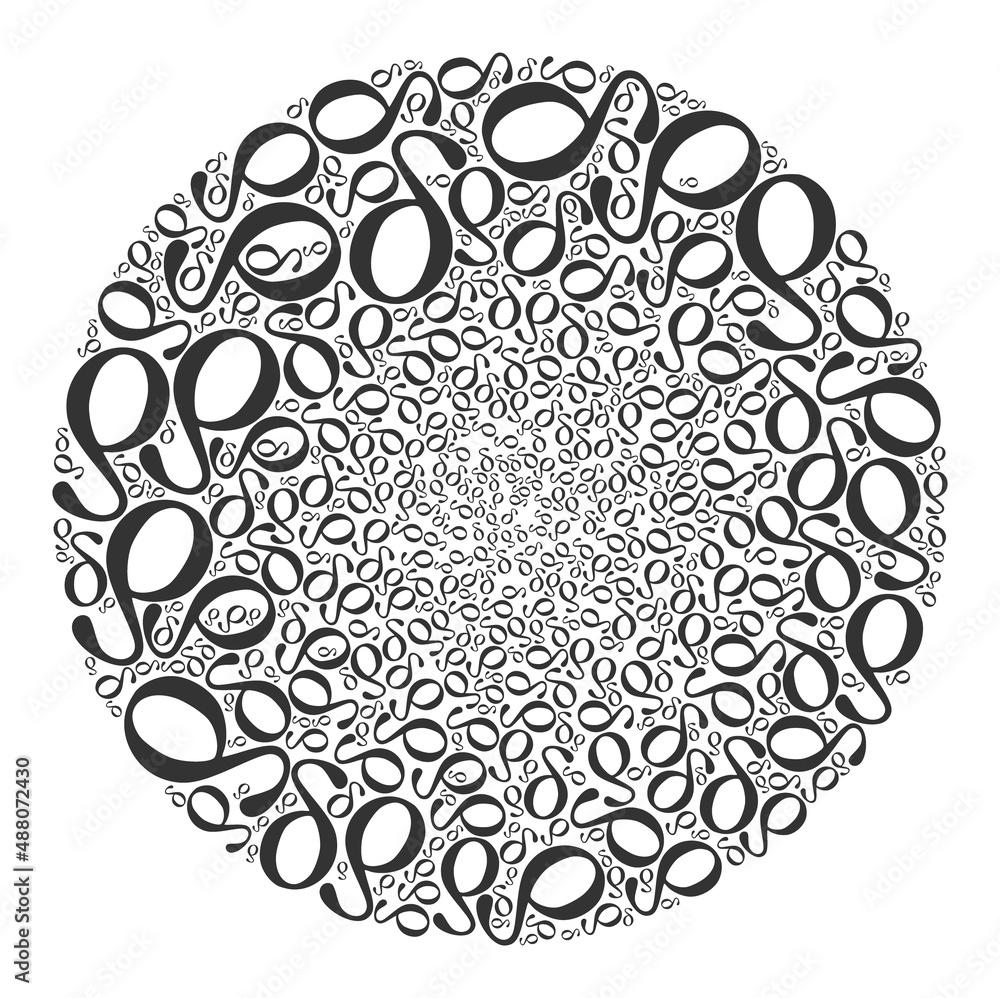 Delta Greek lowercase letter symbols are arranged into round group ...