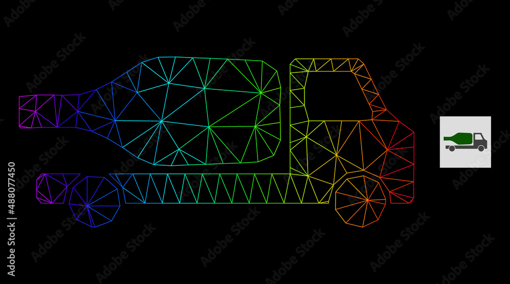 Spectrum gradient mesh wine delivery icon. Geometric frame flat net is ...