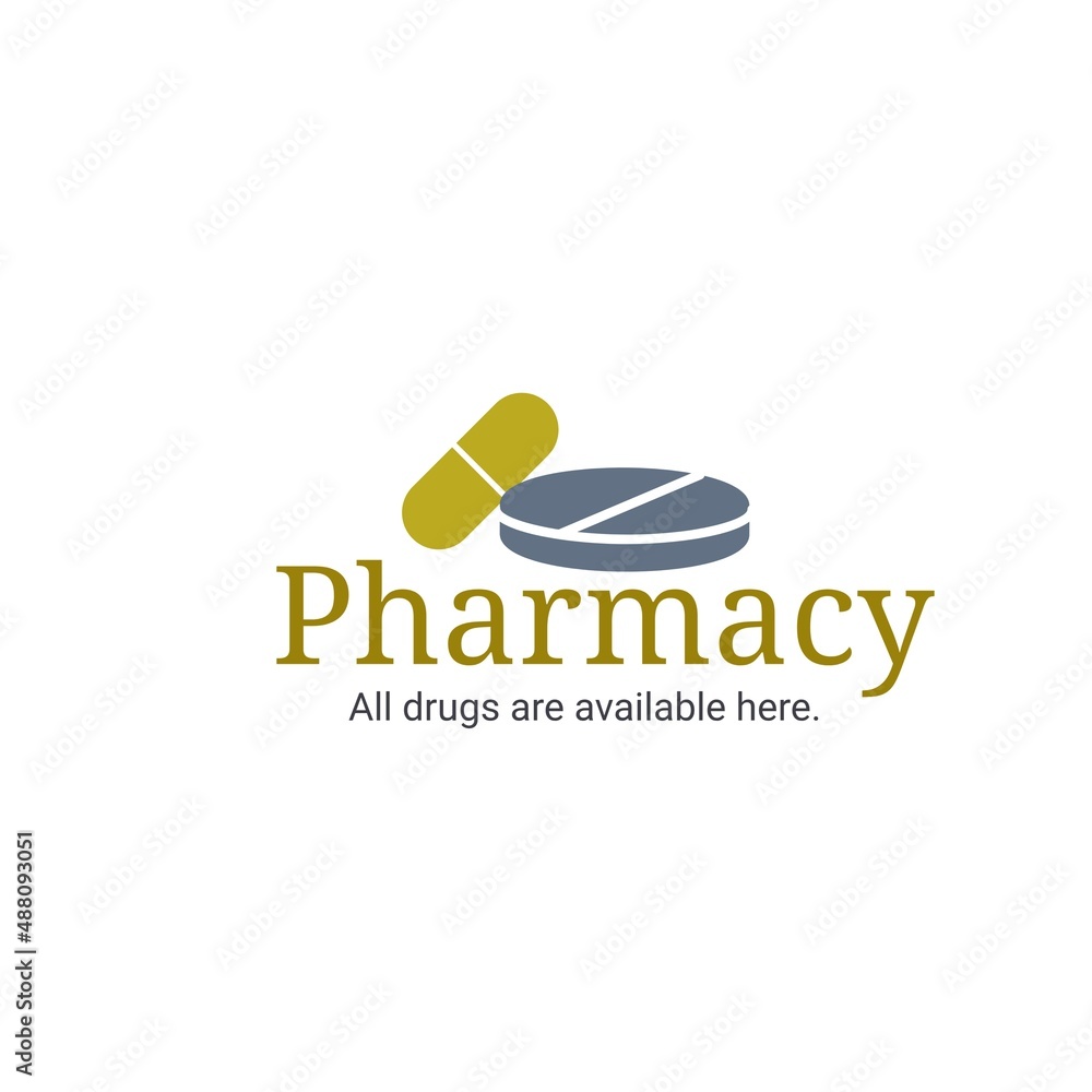 Pharmacy all drugs are available here is written with different colours ...