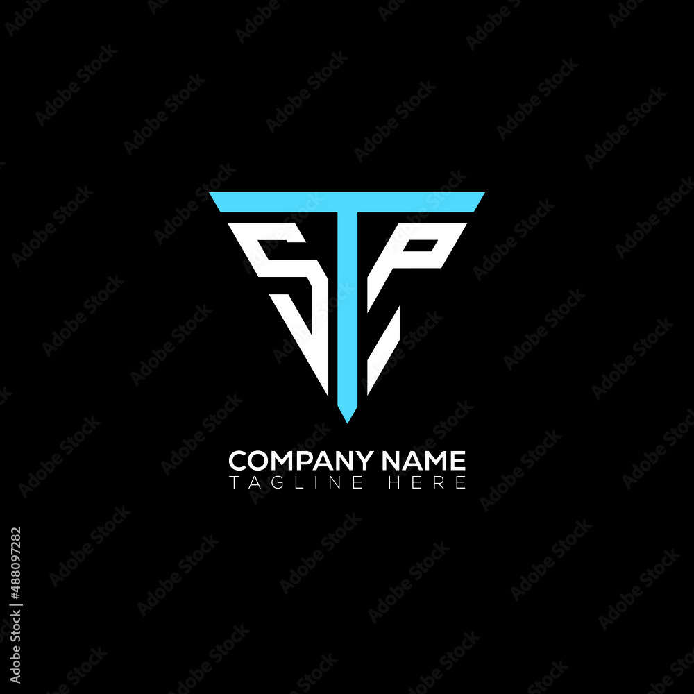 STP letter logo design on black background.STP creative initials letter ...