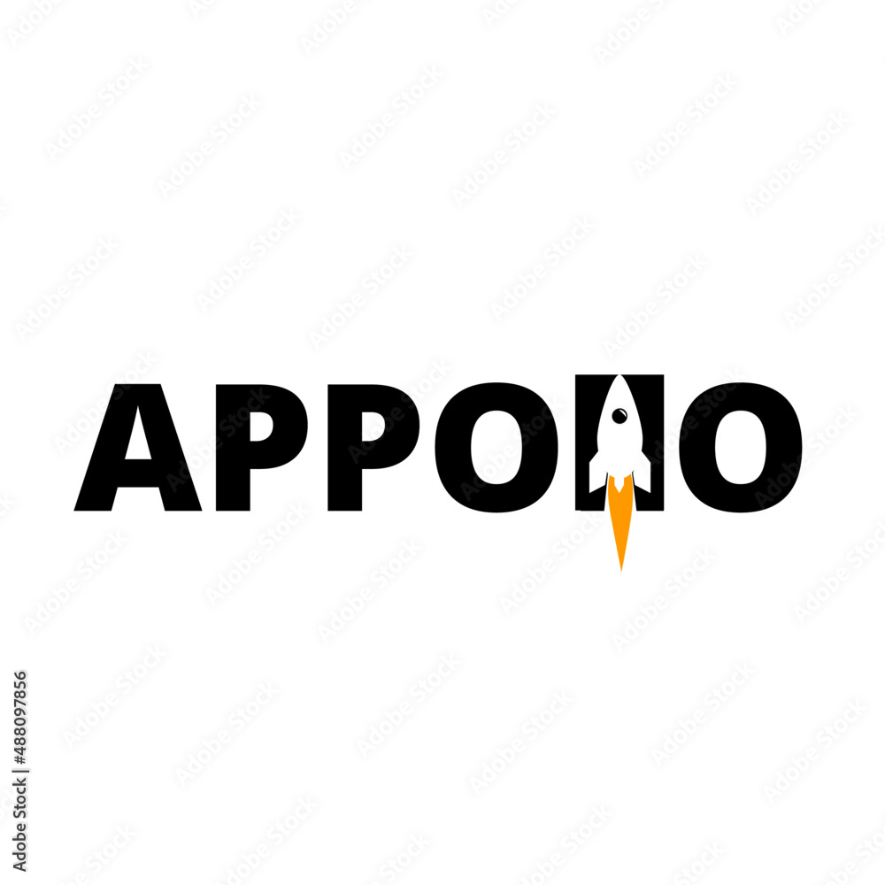 APOLO Vector Logo Design with rocket icons, elements, icons, symbols ...