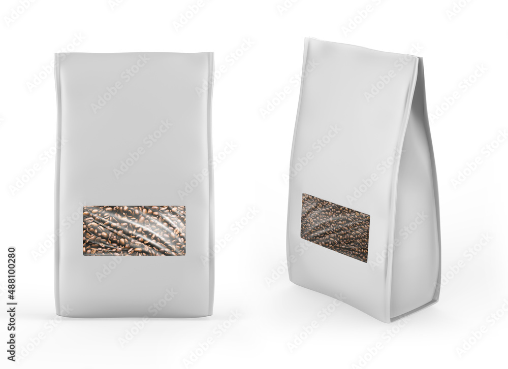 Realistic coffee bag mockup isolated on white background. Easy to use ...