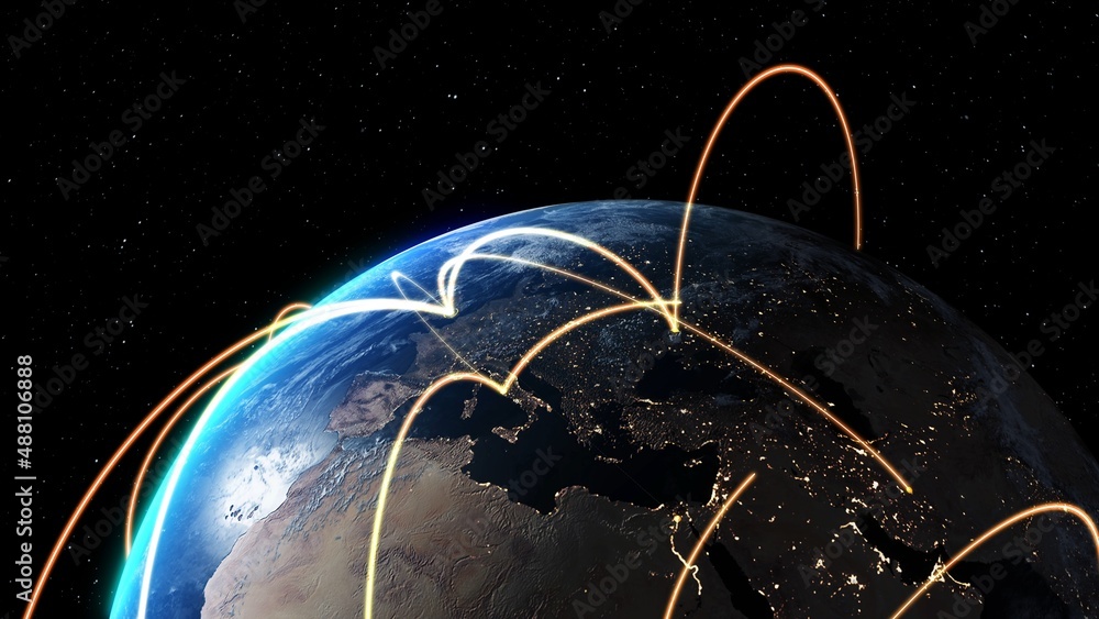 Global network and internet connection in orbital earth globe . Concept ...