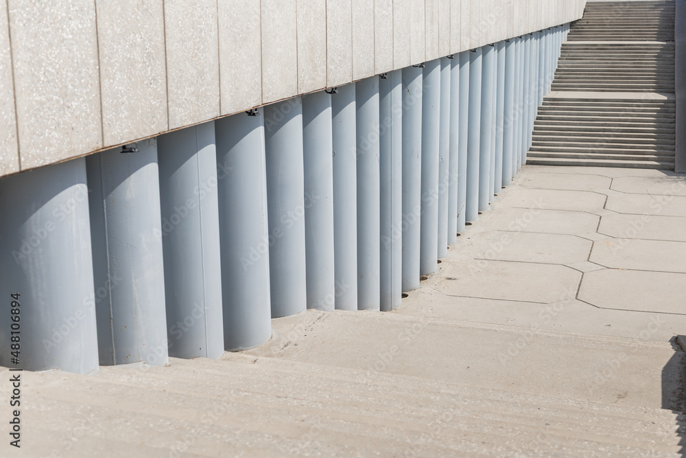 Embankment stairs and industrial style concrete columns Stock Photo ...