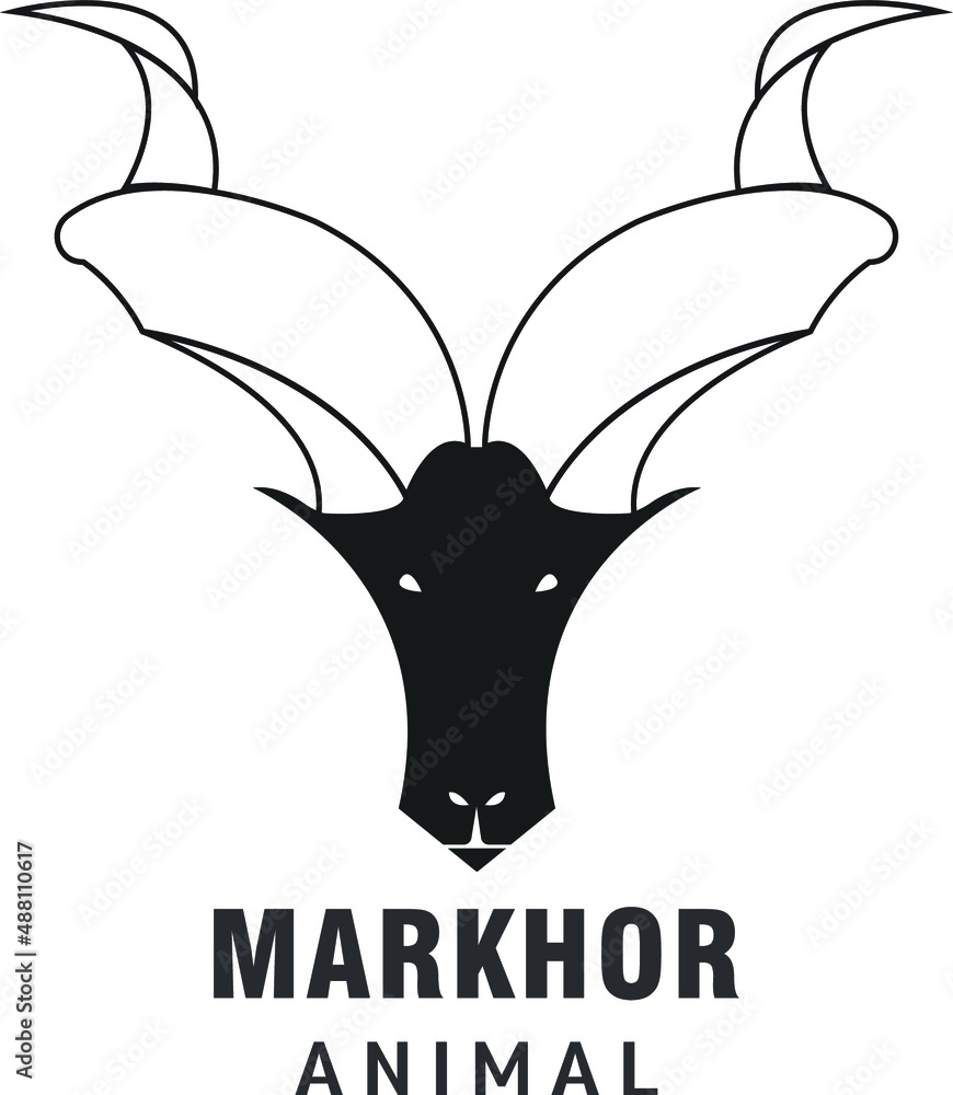 Markhor head animal logo design inspiration, markhor skull head ...