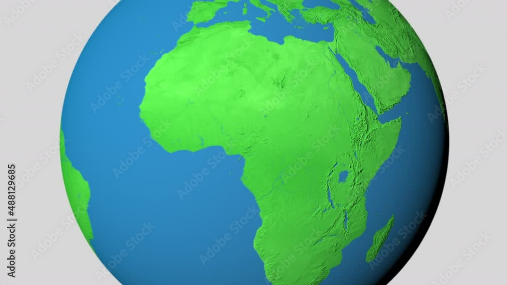 Seamless looping animation of the earth zooming in to the 3d map of ...