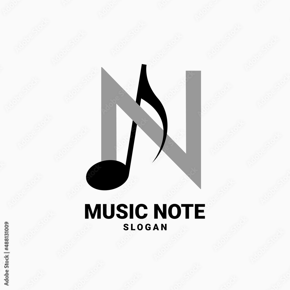 letter N with music note vector logo design Stock Vector | Adobe Stock