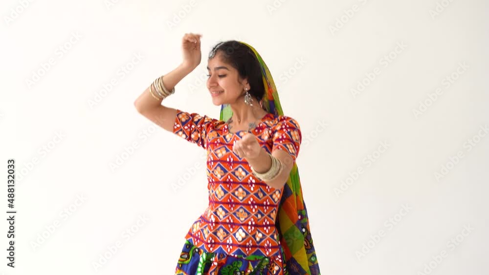 Beautiful indian woman dancing dance wearing ethnic indian dress ...