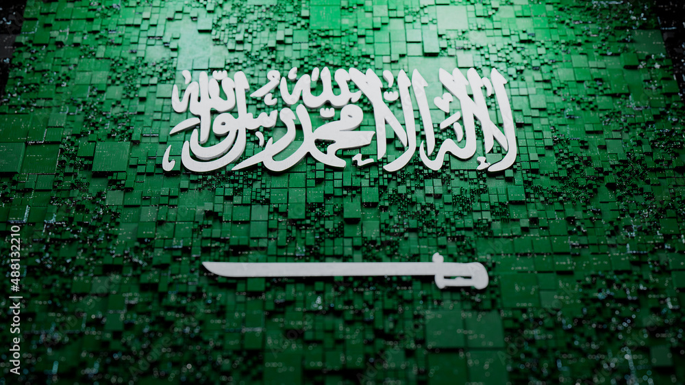 Flag of Saudi Arabia rendered in a Futuristic 3D style. Saudi ...