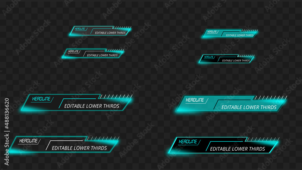 Neon lower third design set.Cool lower thirds for videos Stock Vector ...