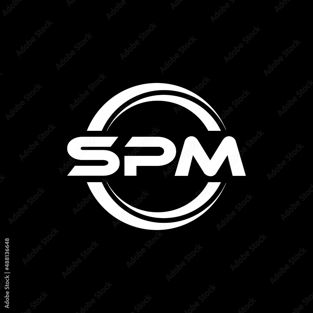 SPM letter logo design with black background in illustrator, vector ...