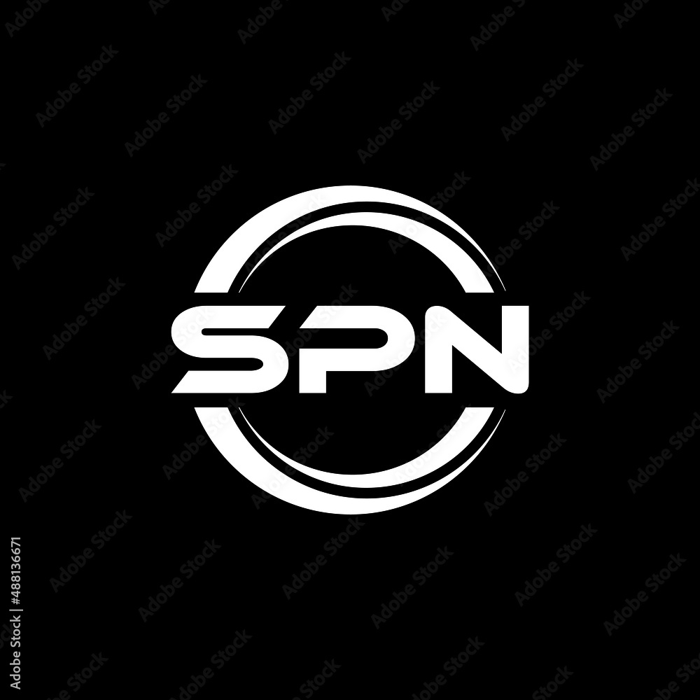 SPN letter logo design with black background in illustrator, vector ...
